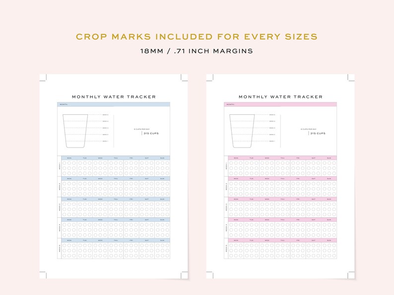 Printable Water Tracker / Reminder, Fillable | Monthly Water Intake | 5 ...