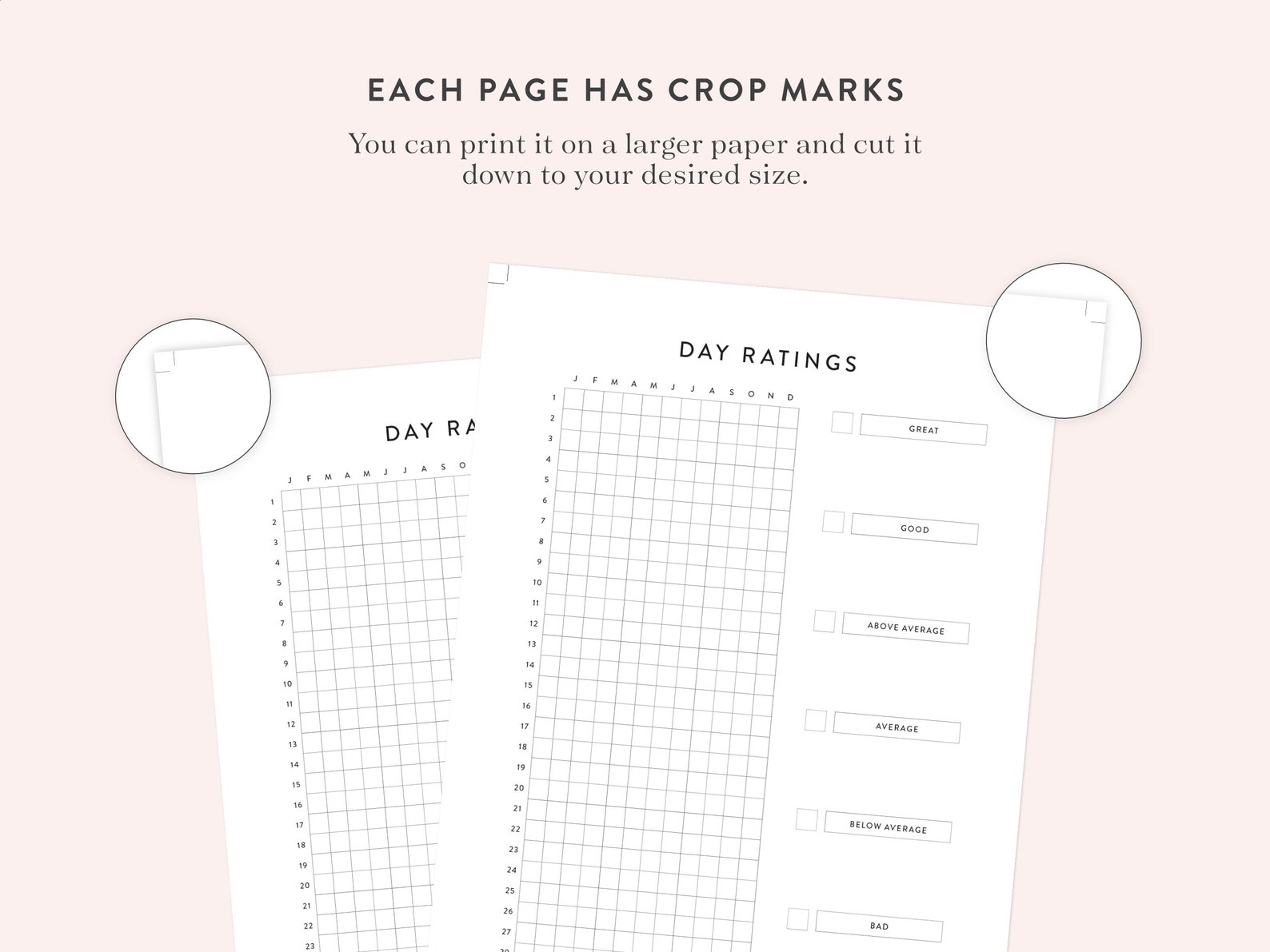 Printable Day Ratings Tracker, A Year in Pixels - Yearly Mood Tracker ...