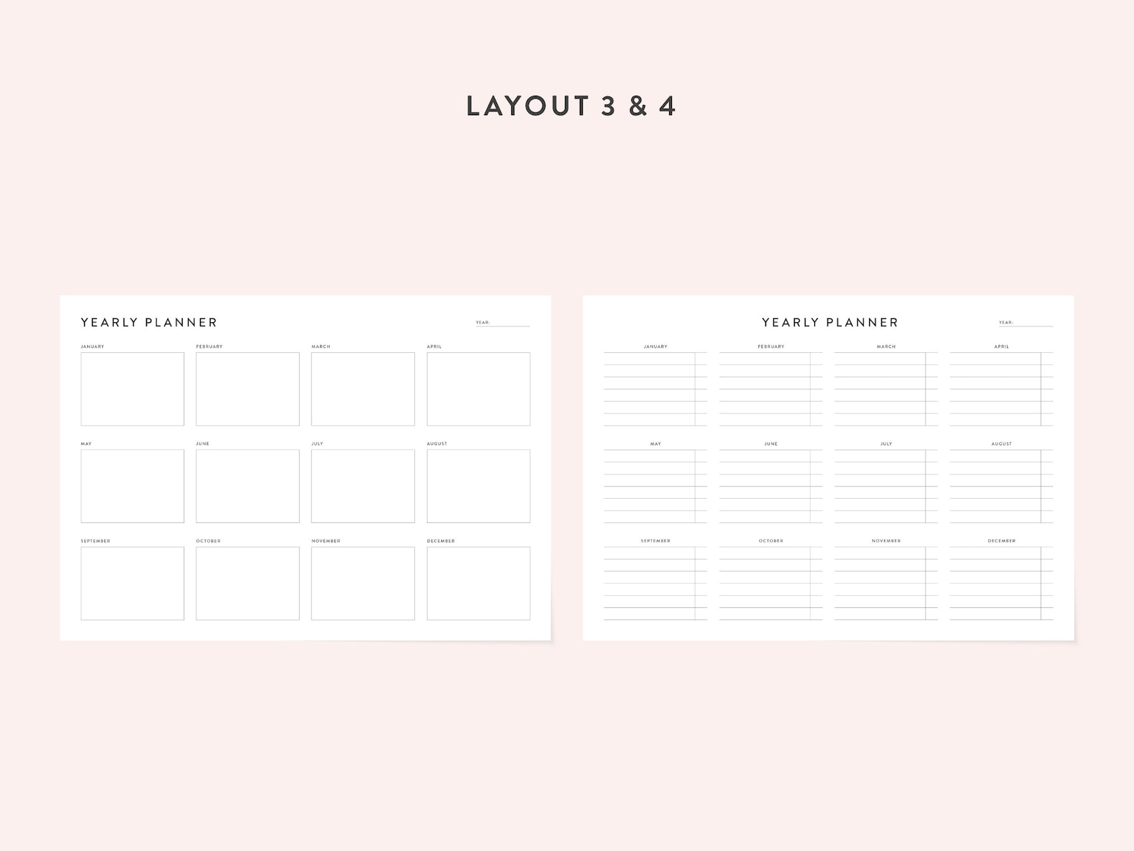 Printable Yearly Planner, Fillable | Undated Yearly Planner, Year at A ...