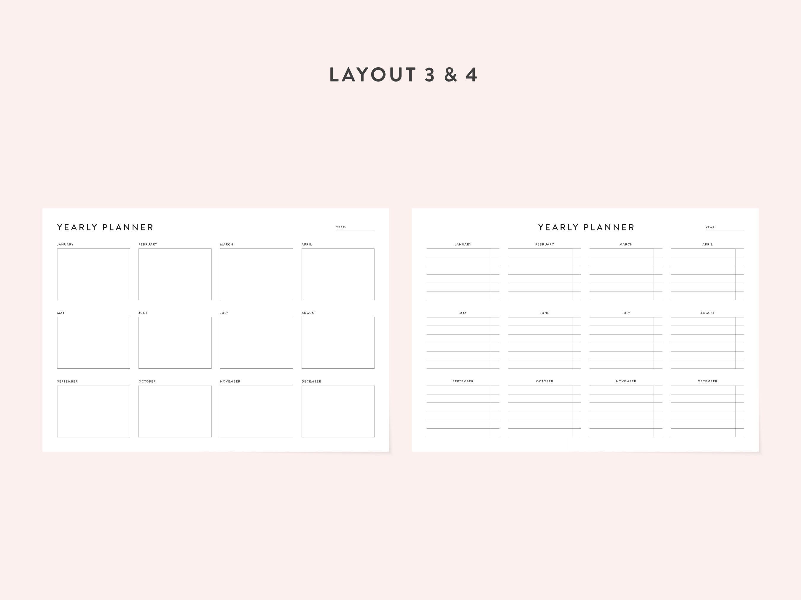 Printable Yearly Planner, Fillable | Undated Yearly Planner, Year at A ...