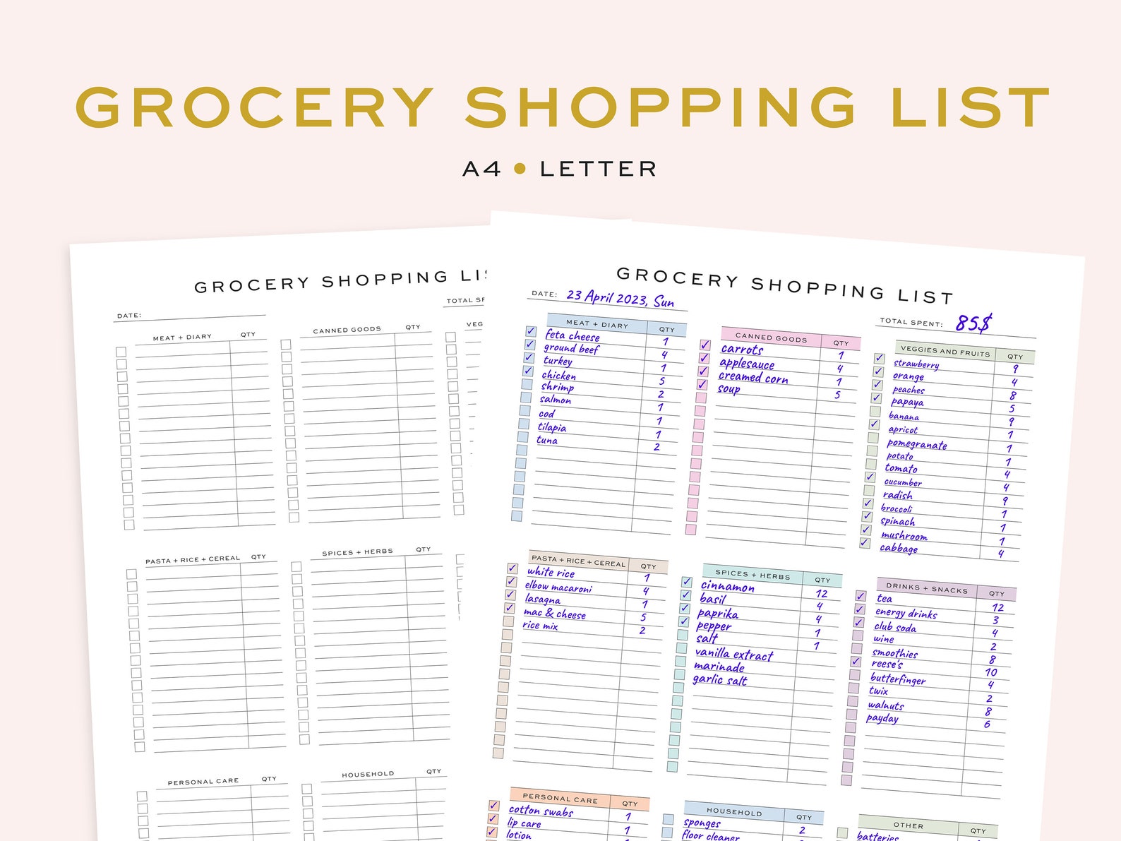 Printable Grocery Shopping List Fillable Shopping List - Etsy UK