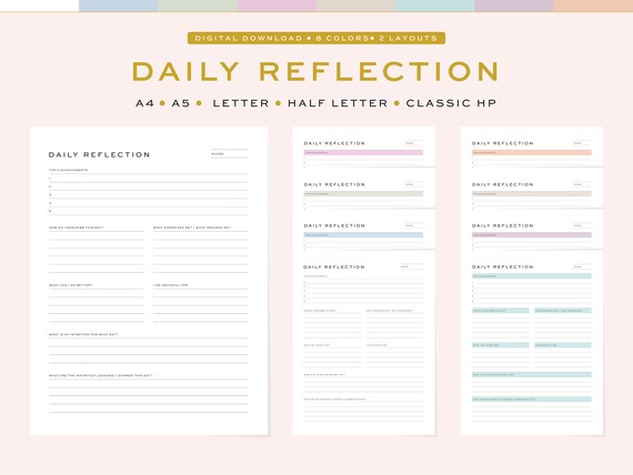 Printable Daily Reflection Fillable Daily Review Template - Etsy UK