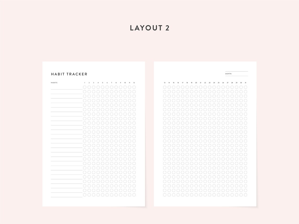 Printable Monthly Habit Tracker, Planner, 2 Layouts | Printable 30-day ...