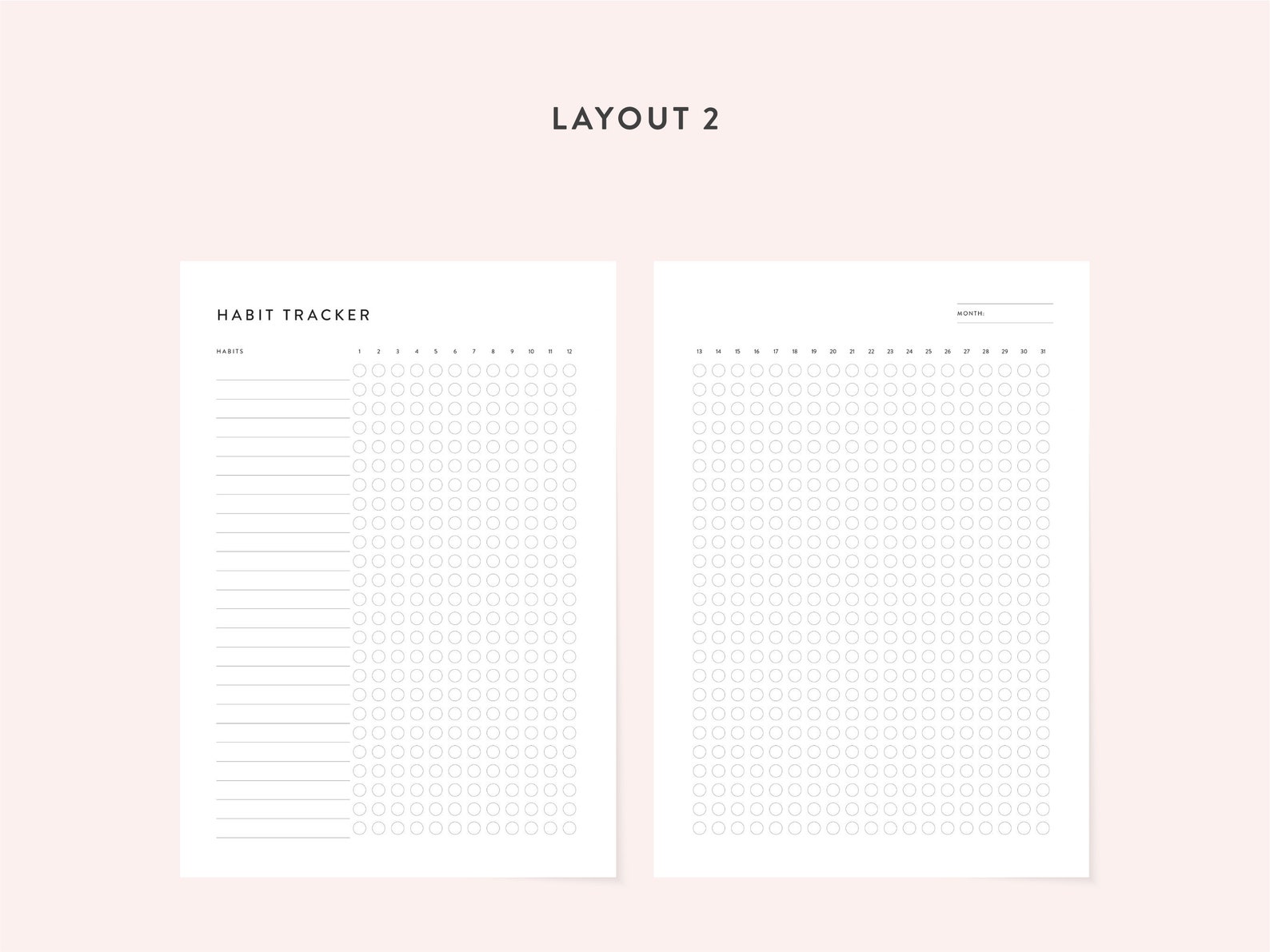 Printable Monthly Habit Tracker, Planner, 2 Layouts | Printable 30-day ...