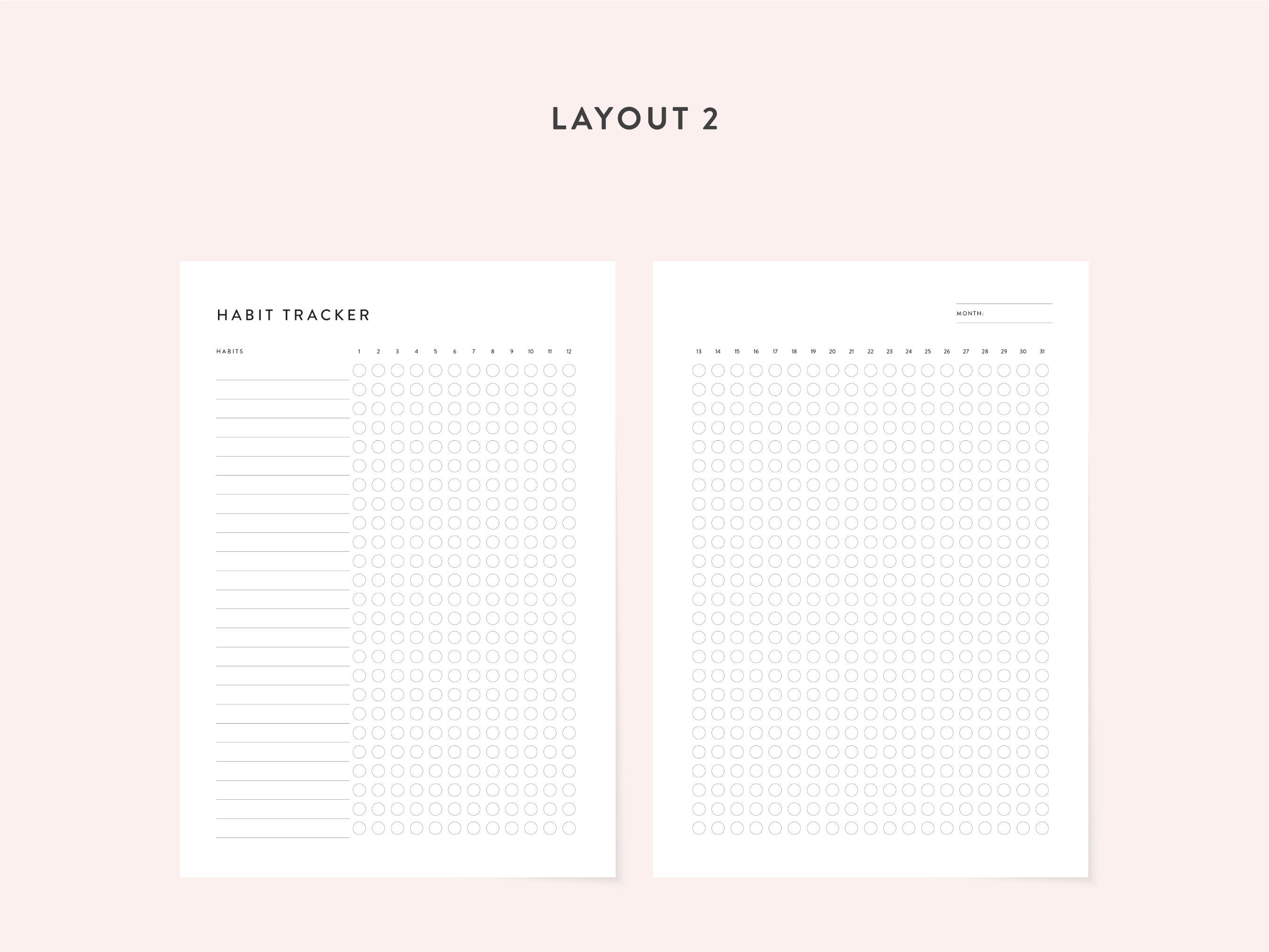 Printable Monthly Habit Tracker, Planner, 2 Layouts | Printable 30-day ...