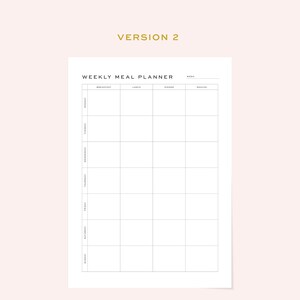 Printable Meal Planner and Grocery List, Fillable, 2 Versions | 5 Sizes ...