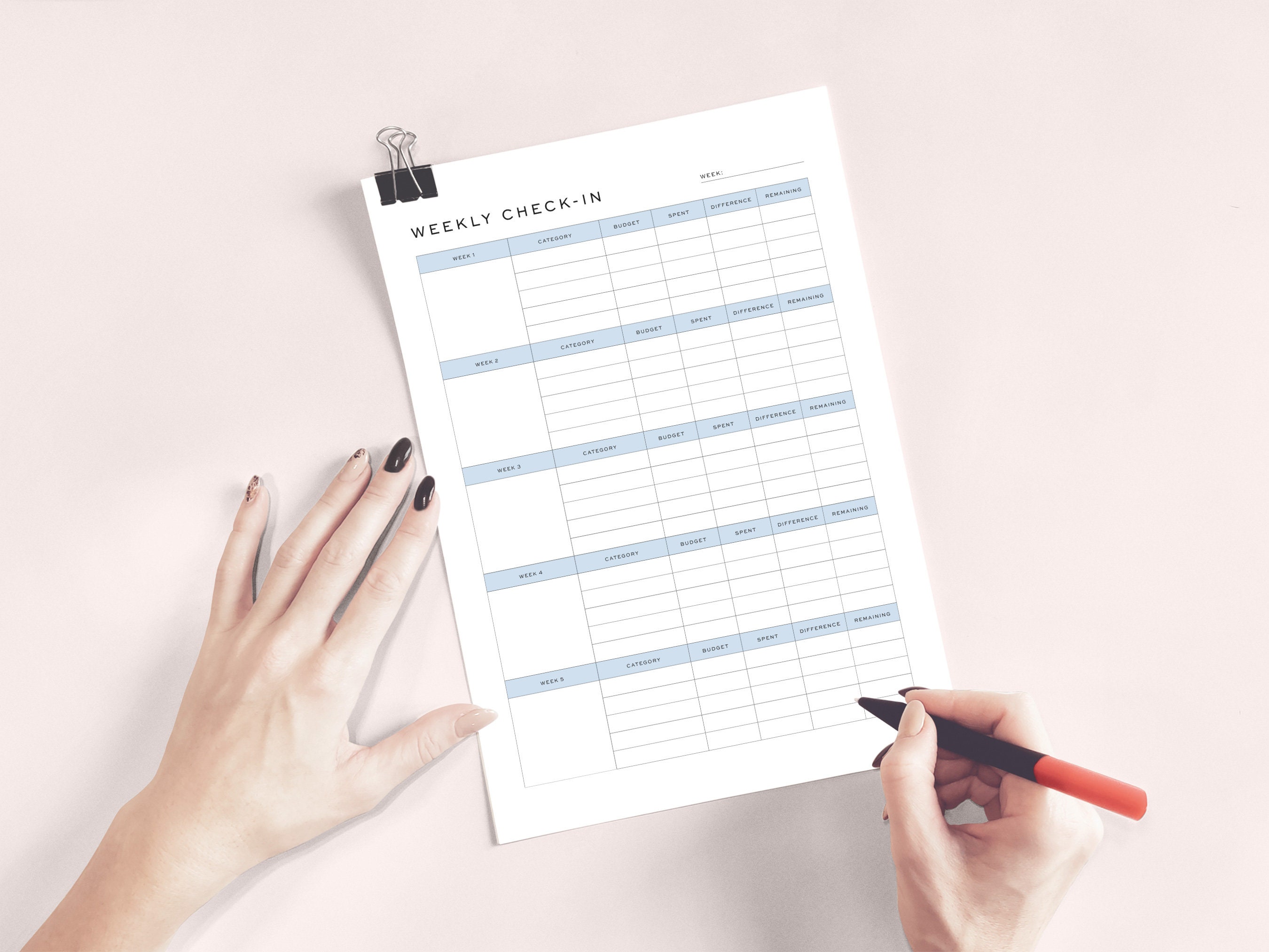 Printable Weekly Check-in Template, Fillable | Undated Weekly Check-in ...
