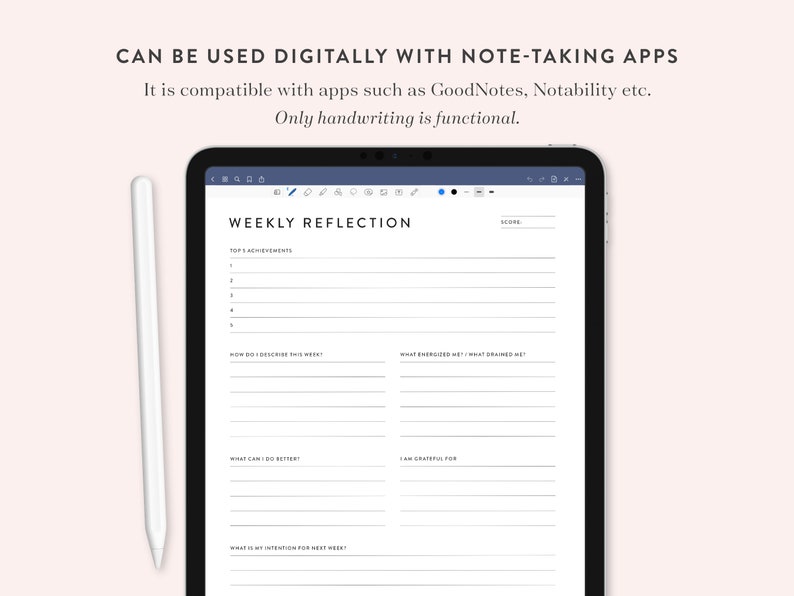Printable Weekly Reflection, Fillable | Weekly Review Template - Goal ...