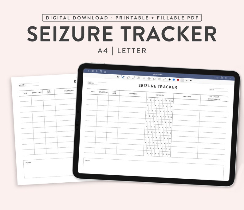 Printable Seizure Tracker, Fillable Seizure Logs, Epilepsy Tracker ...
