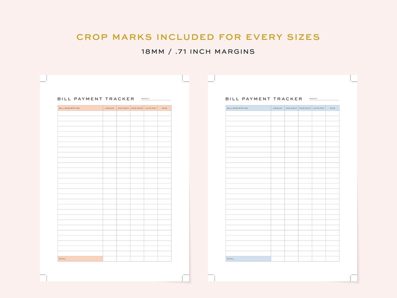 Printable Bill Payment Tracker, Fillable Monthly Planner (digital ...