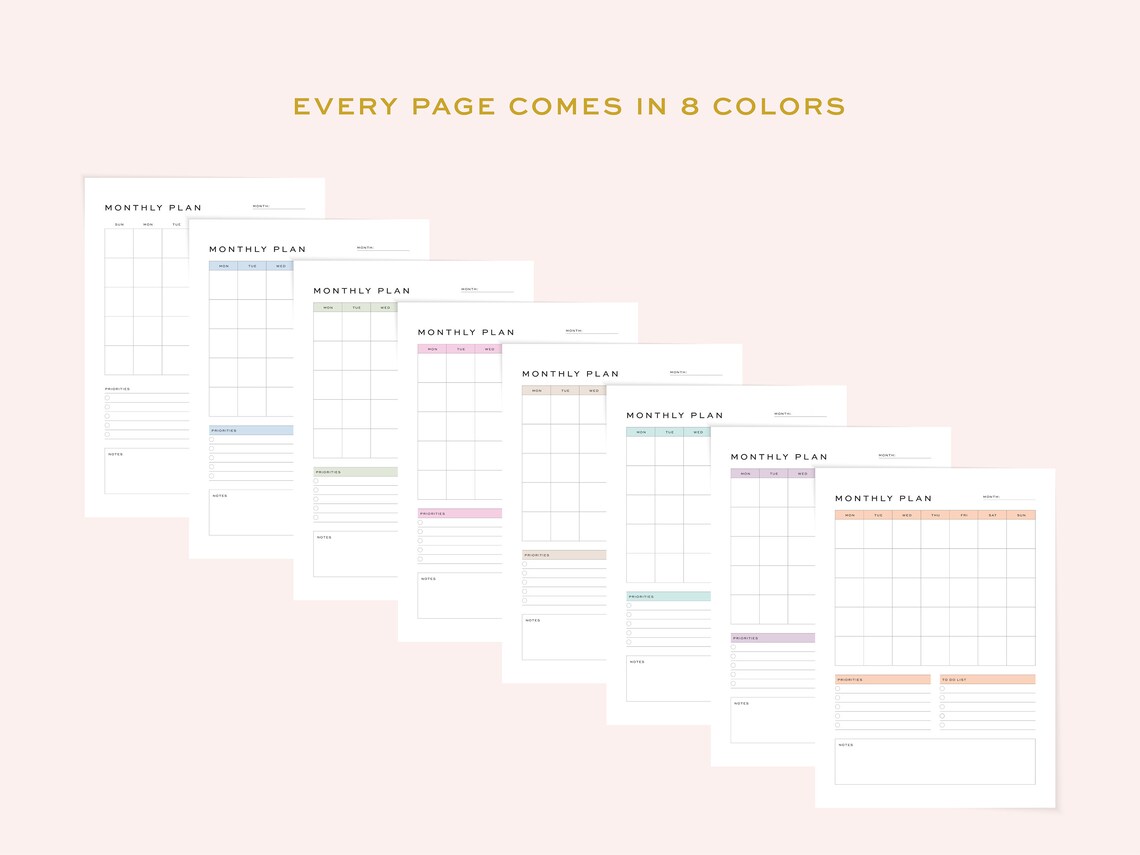 Printable Monthly Work Planner Fillable Minimal Monthly - Etsy