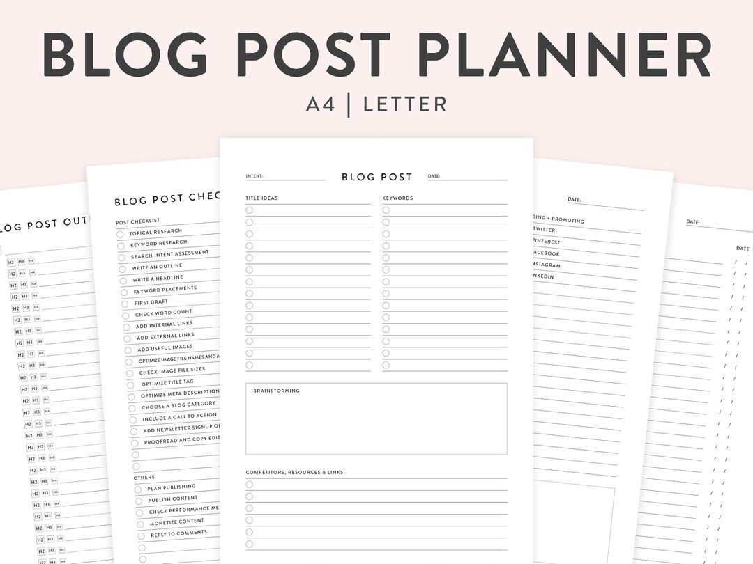 Printable Blog Planner, Fillable Blog Post Template, Blog Post ...
