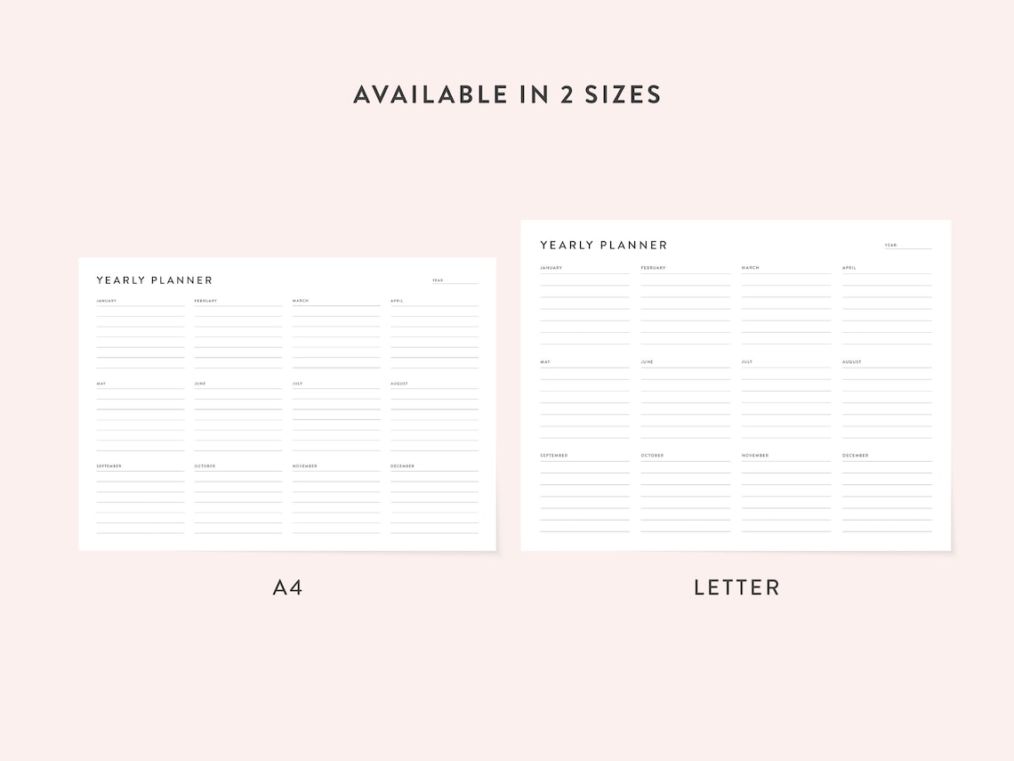 Printable Yearly Planner Fillable Undated Yearly Planner - Etsy