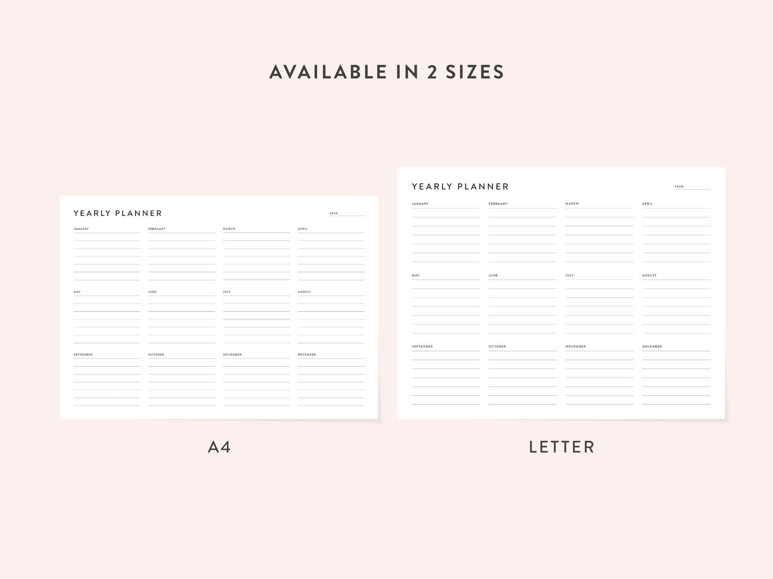 Printable Yearly Planner, Fillable | Undated Yearly Planner, Year at A ...