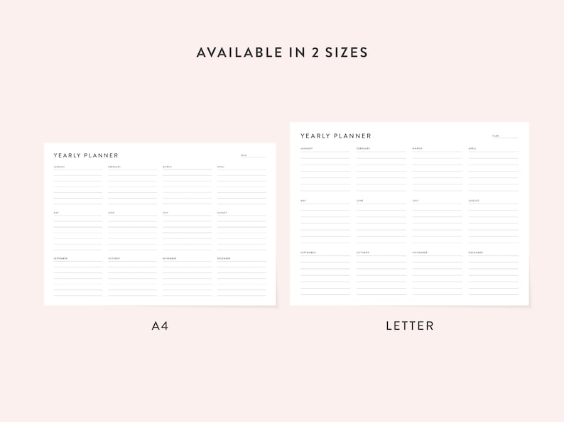 Printable Yearly Planner, Fillable | Undated Yearly Planner, Year at A ...