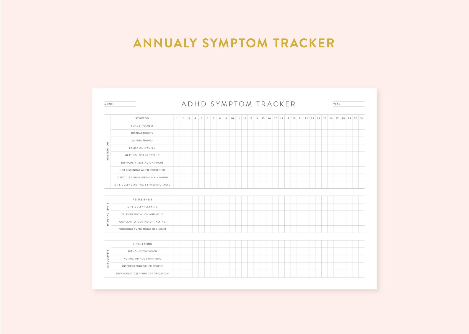 Printable ADHD Trackers for Adults Fillable Daily / Monthly | Etsy