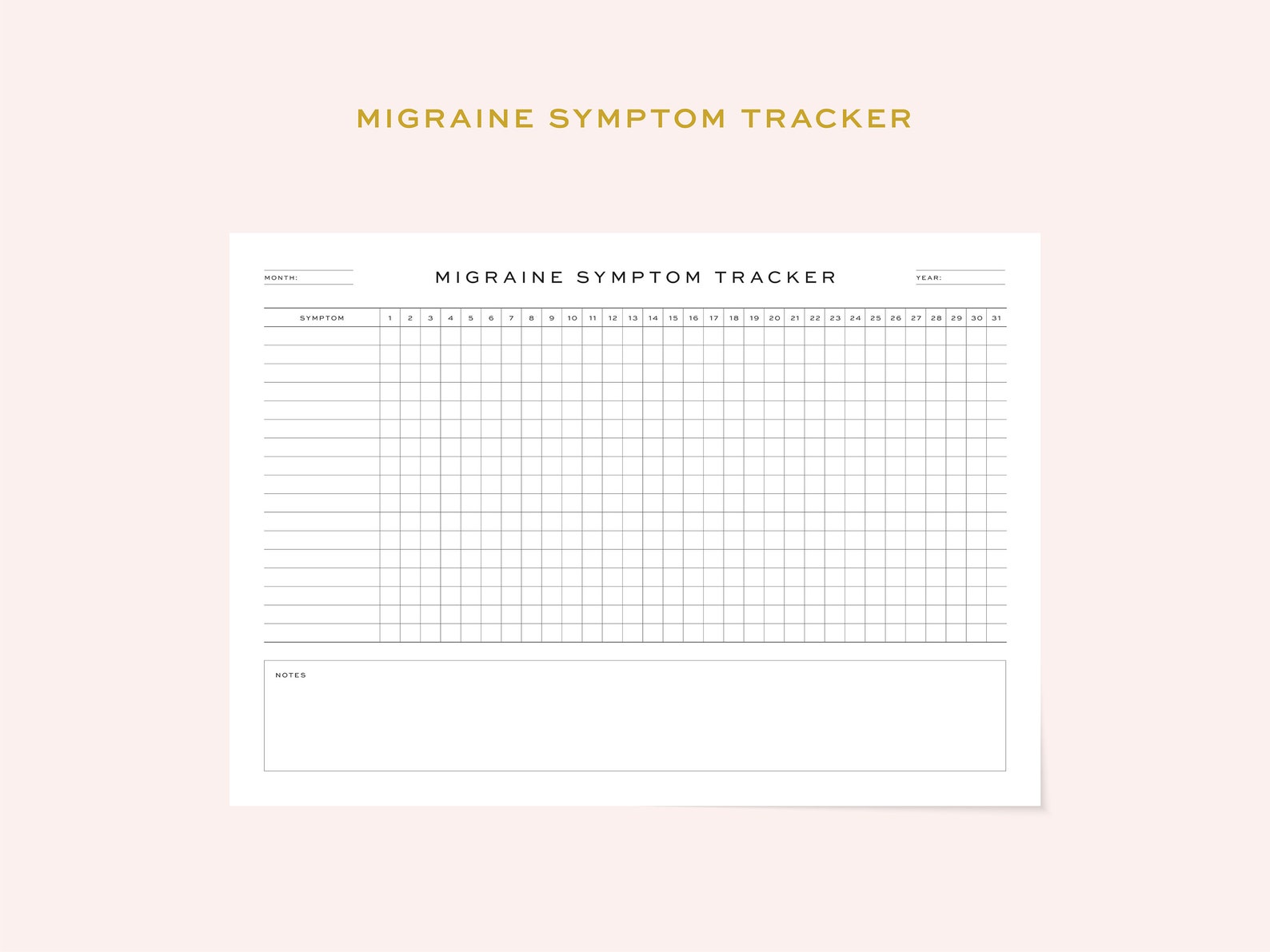 Printable Migraine Tracker | Monthly Migraine Trackers: Migraine ...