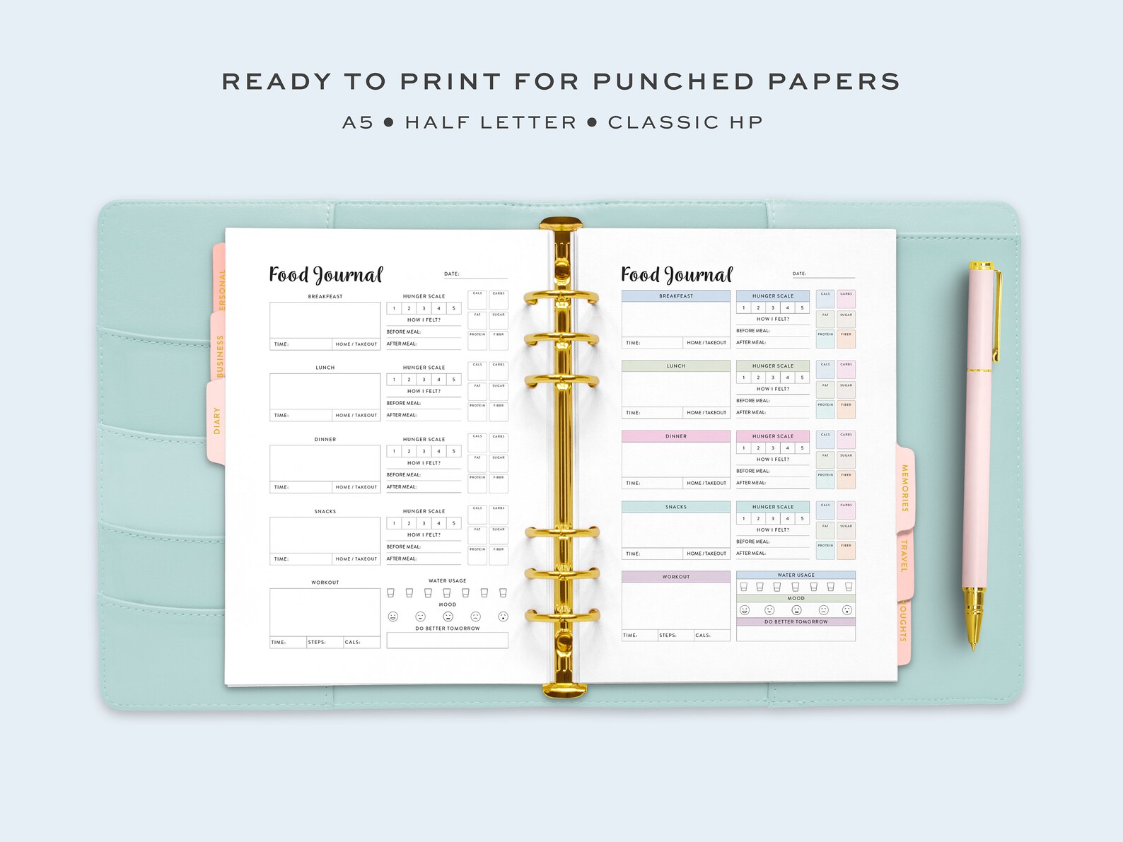 Printable Food Journal, Fillable Daily Food Diary, Daily Calorie ...