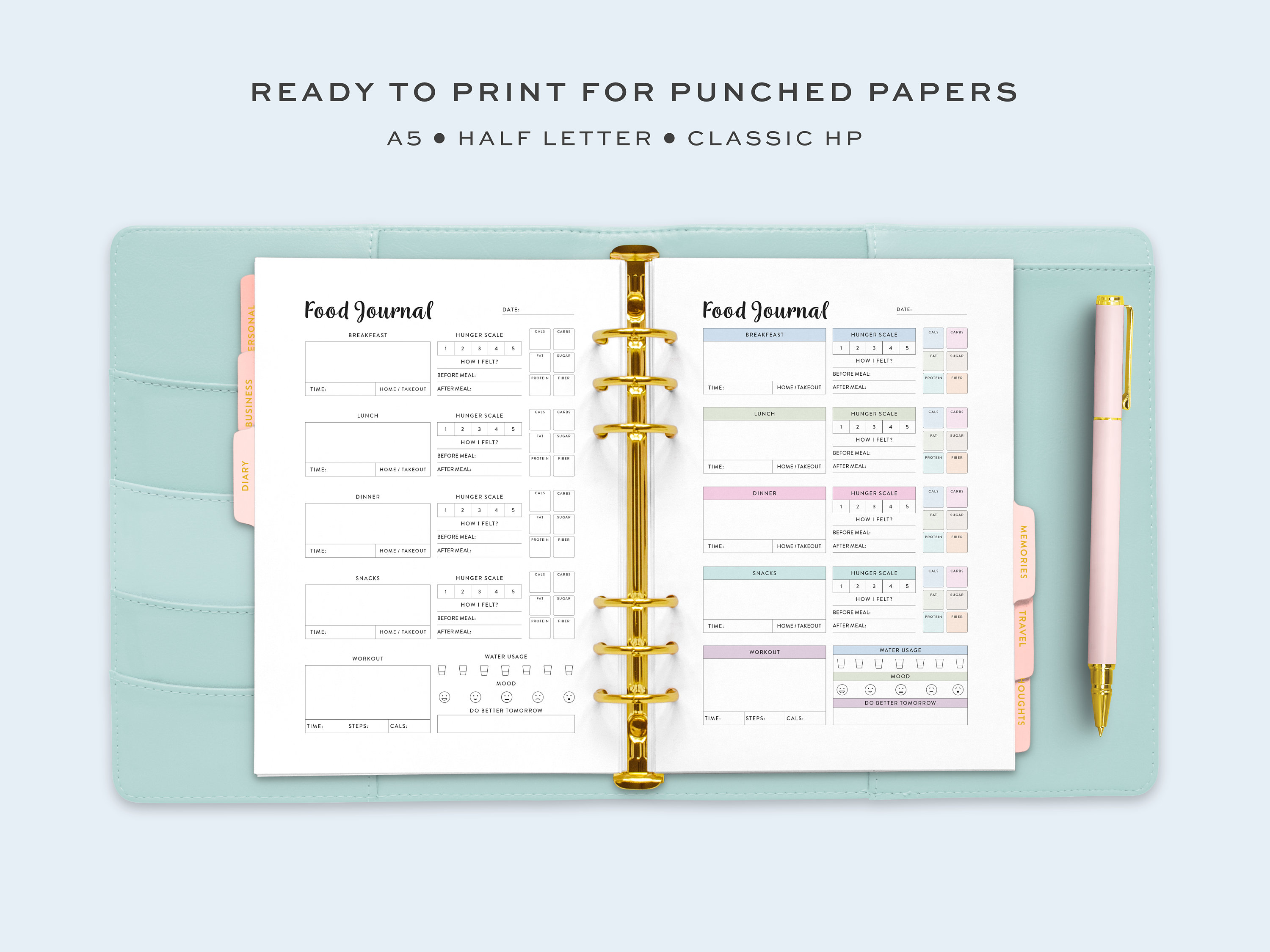Printable Food Journal, Fillable Daily Food Diary, Daily Calorie ...