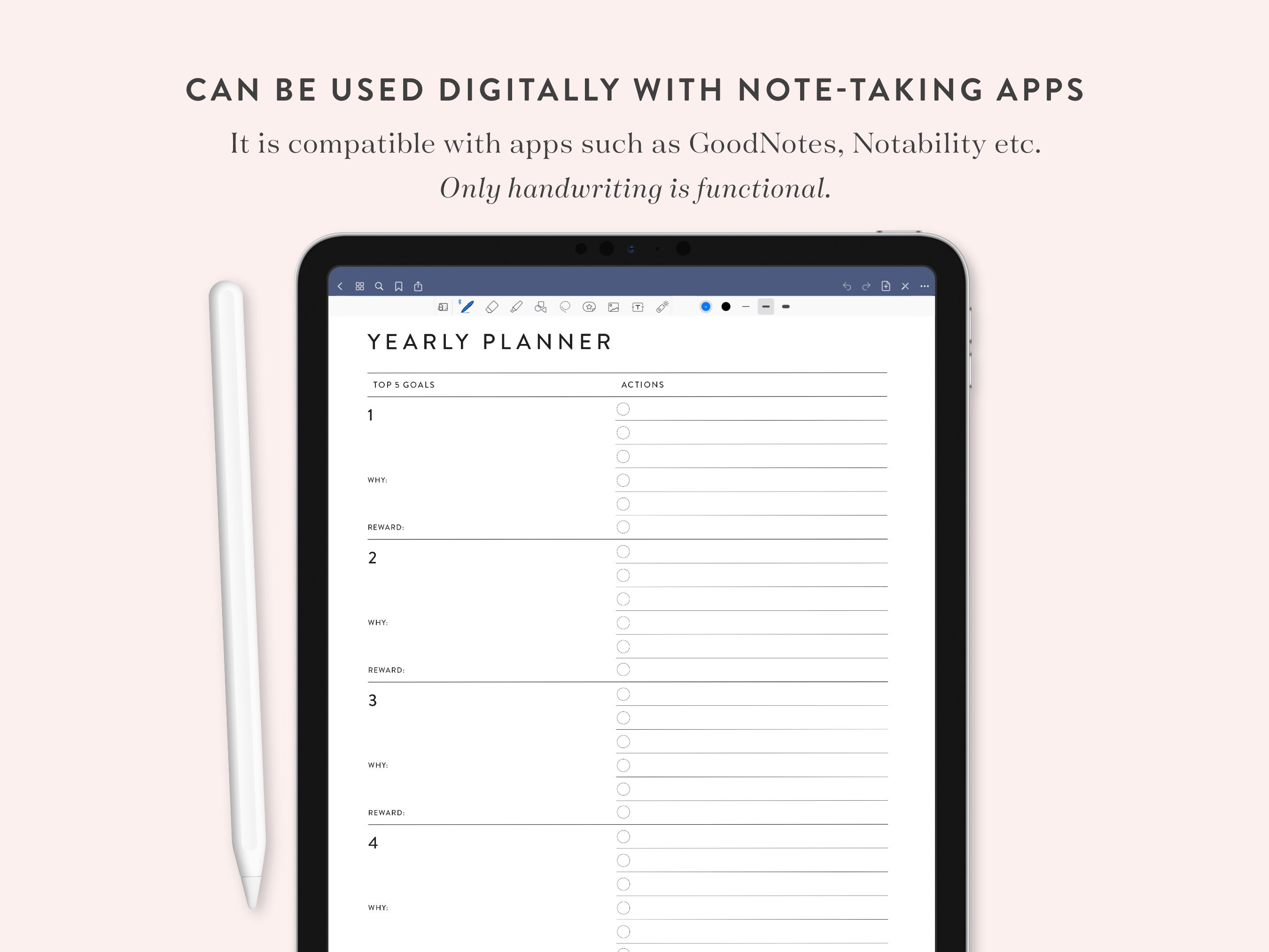 Printable Yearly Goal Planner, Fillable | Annual Goal Planner, Top 6 ...
