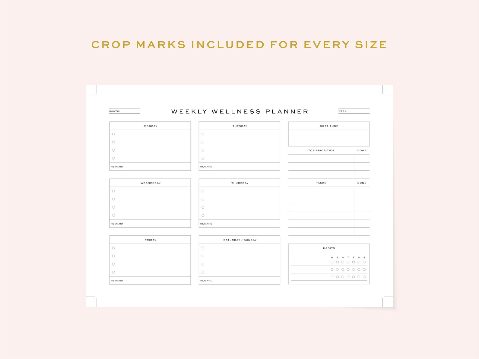 Printable Weekly Wellness Planner, Fillable | Undated Weekly Fitness ...