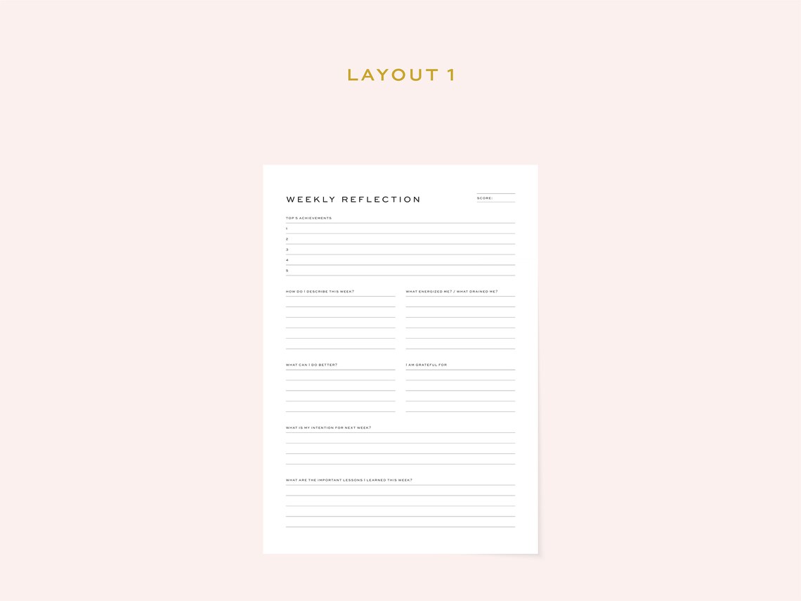 Printable Weekly Reflection Fillable Weekly Review Template - Etsy