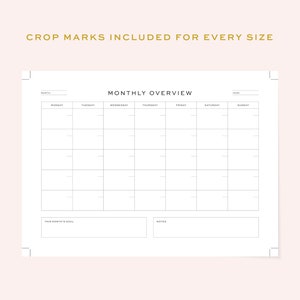 Printable Monthly Overview Planner Fillable Undated Blank - Etsy