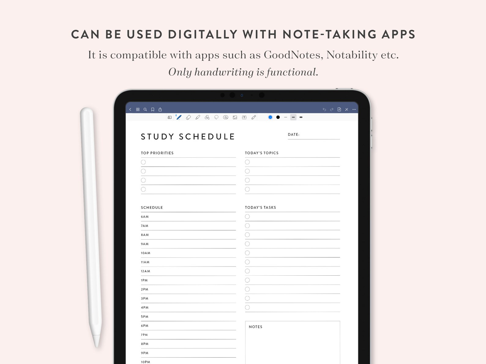 Printable Daily Study Schedule, Fillable | 6 AM - 10 PM Personal Daily ...
