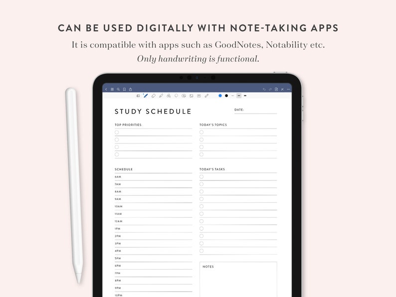 Printable Daily Study Schedule, Fillable | 6 AM - 10 PM Personal Daily ...