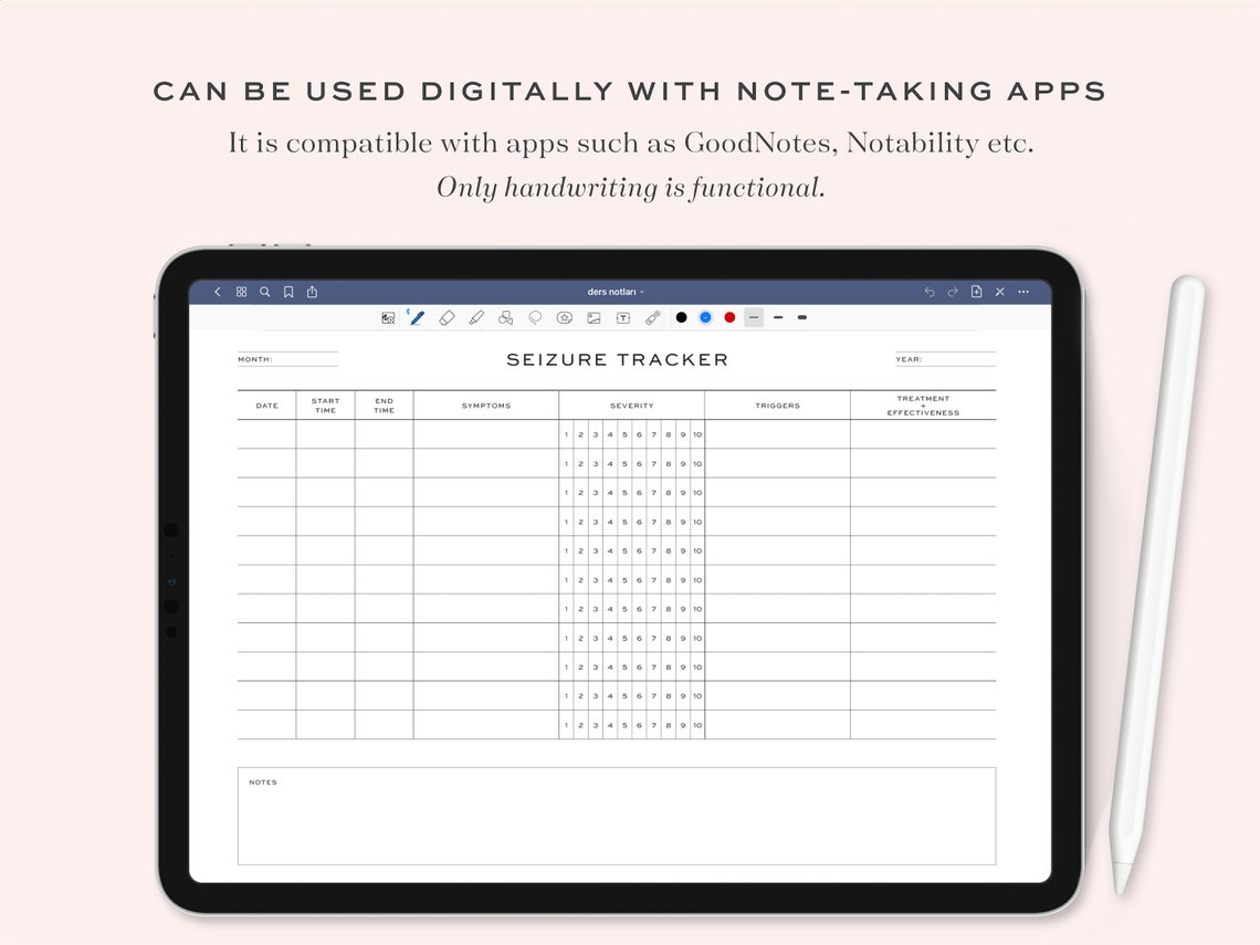 Printable Seizure Tracker Fillable Seizure Logs Epilepsy - Etsy