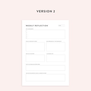Printable Weekly Reflection, Fillable | Weekly Review Template - Goal ...
