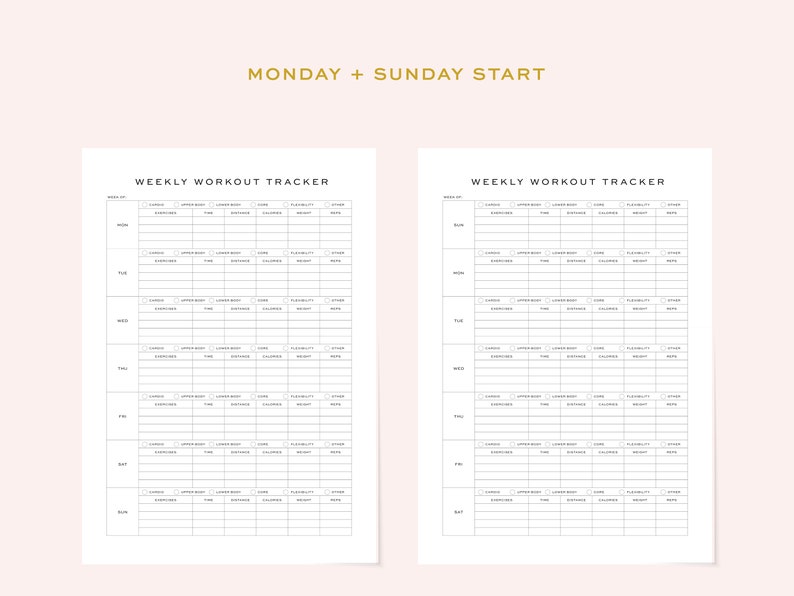 Printable Weekly Workout Tracker, Fillable Workout Planner, Fitness ...
