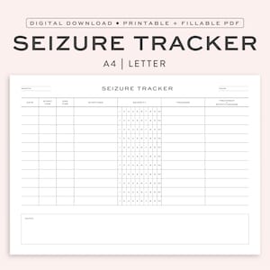 Printable Seizure Tracker Fillable Seizure Logs Epilepsy - Etsy