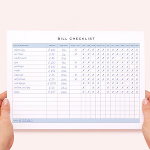 Printable Bill Checklist, Fillable | Yearly Bill Checklist | 5 Sizes ...