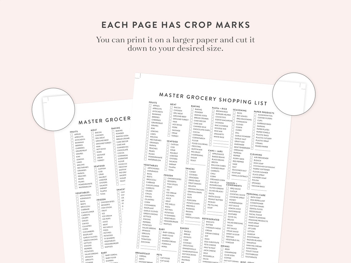 Printable Master Grocery List, Fillable Master Shopping List, Grocery ...