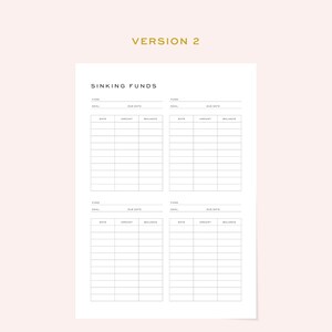 Printable Sinking Funds Tracker, Fillable | Sinking Funds Planner | 5 ...