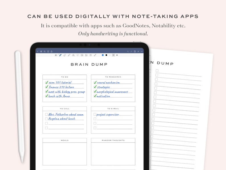 Printable Brain Dump Journal, ADHD Thought Organizer (digital Download ...