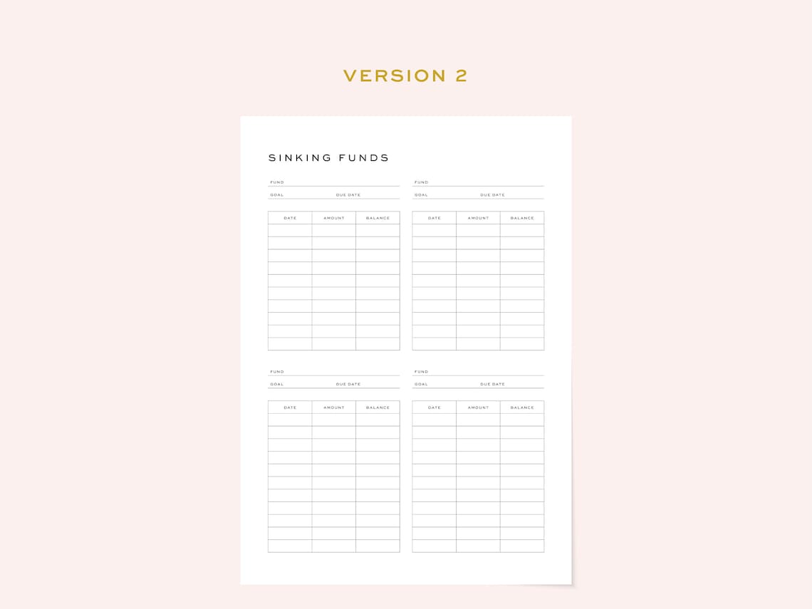 Printable Sinking Funds Tracker Fillable Sinking Funds | Etsy