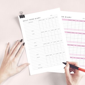 Printable Food Diary Fillable Daily Food Log Minimalist - Etsy UK