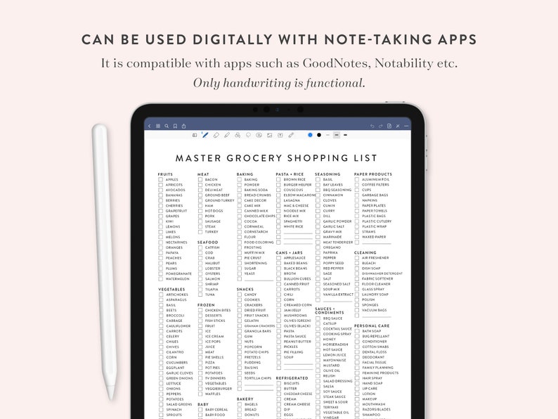 Printable Master Grocery List, Fillable Master Shopping List, Grocery ...