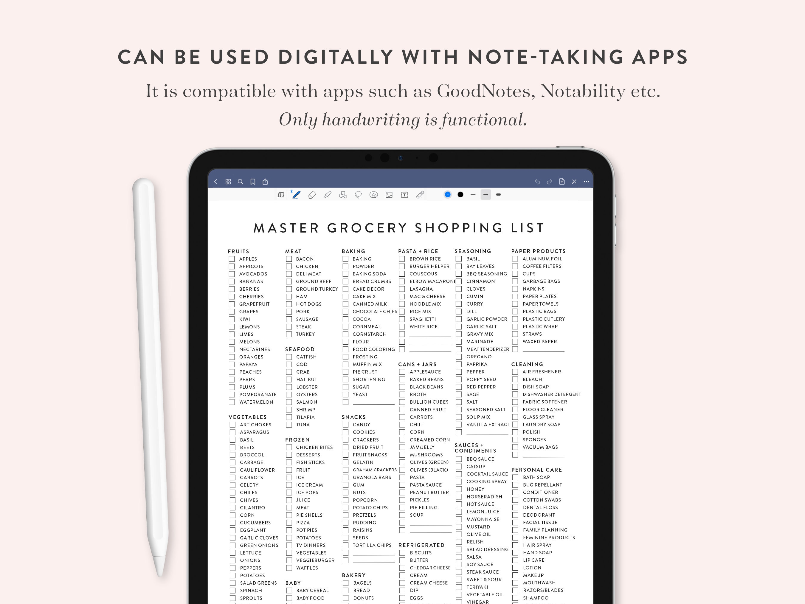 Printable Master Grocery List, Fillable Master Shopping List, Grocery ...