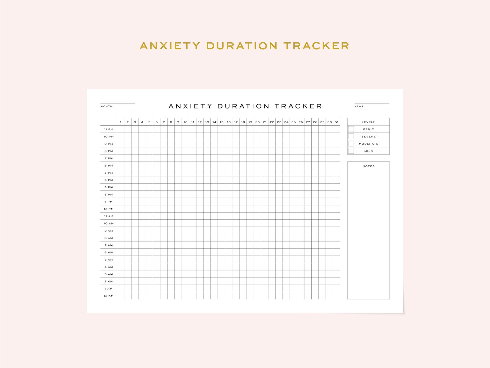 Printable Anxiety Trackers Monthly Anxiety Relief Worksheet - Etsy