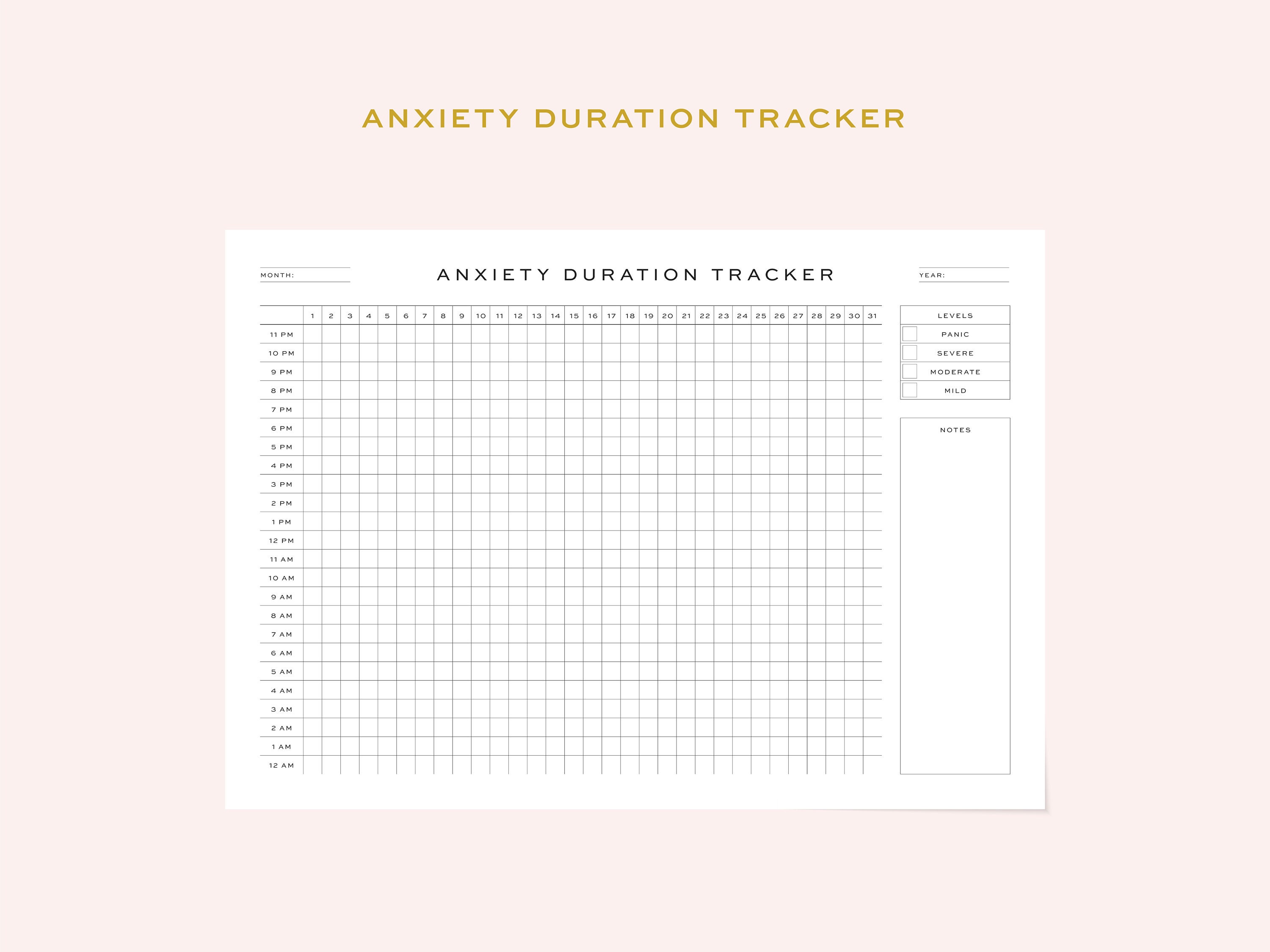 Printable Anxiety Trackers Monthly Anxiety Relief Worksheet - Etsy