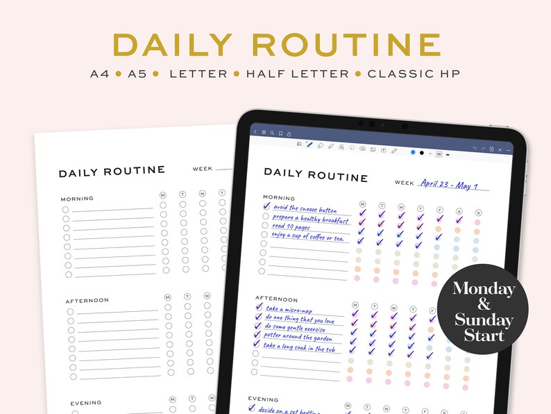 Printable Daily Routine Tracker Fillable Daily Planner - Etsy