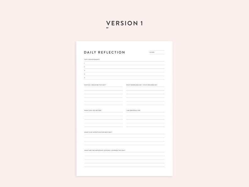 Printable Daily Reflection, Fillable | Daily Review Template - Goal ...