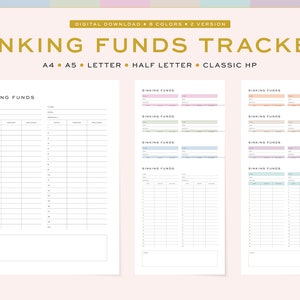 Printable Sinking Funds Tracker, Fillable | Sinking Funds Planner | 5 ...