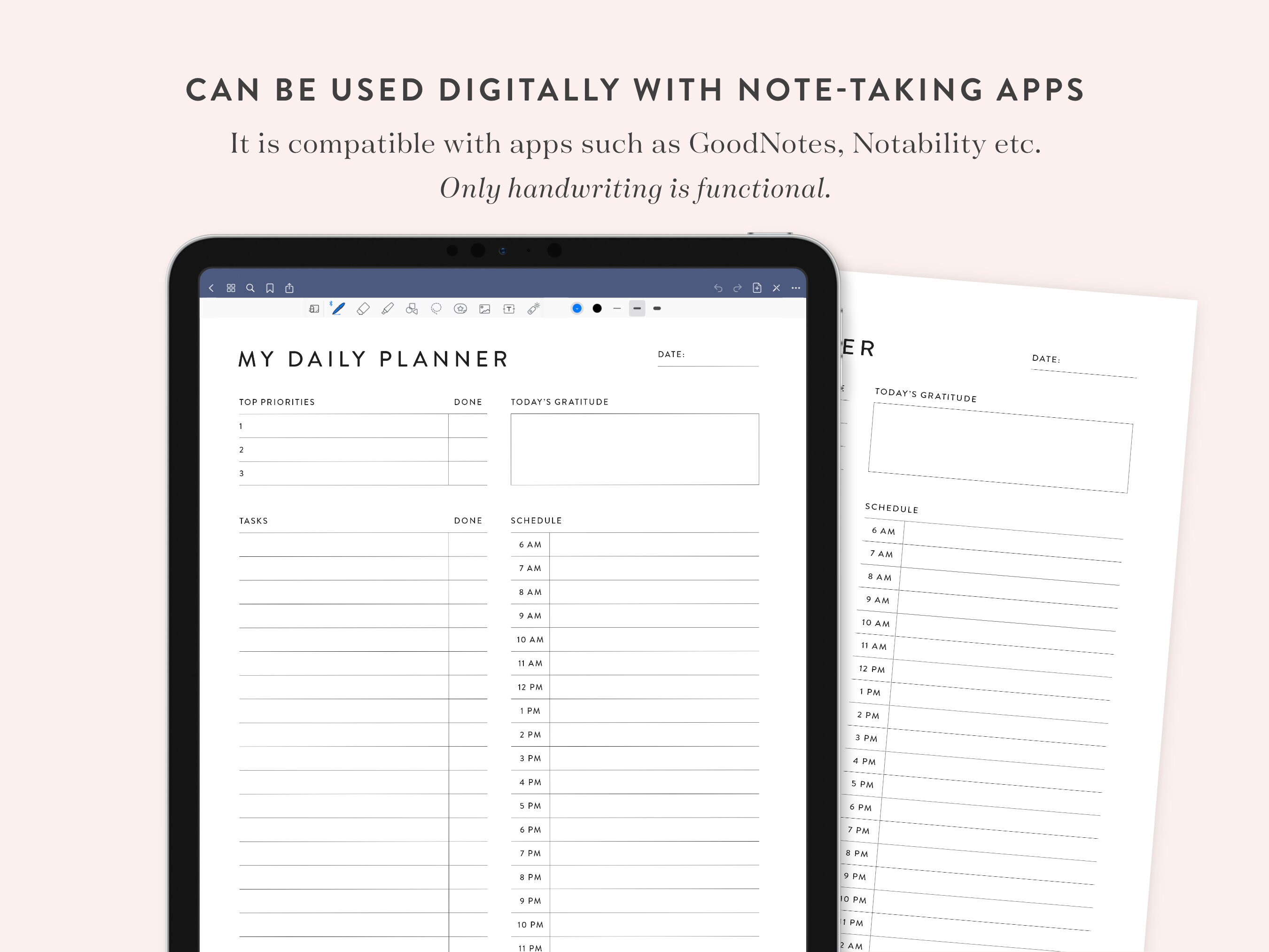 Printable Daily Planner, Fillable Undated Minimal Blank Daily Planner 5 ...