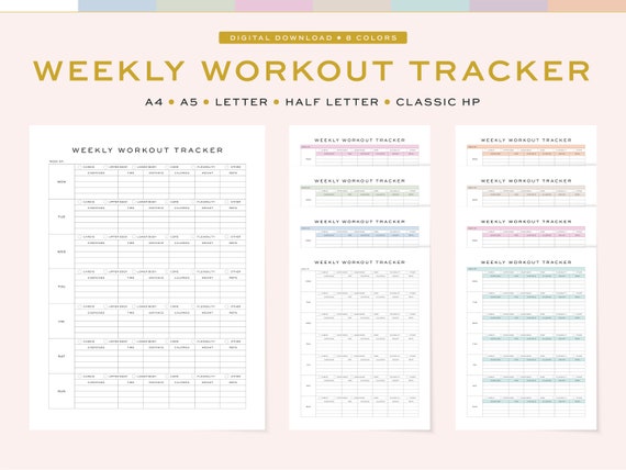 Printable Weekly Workout Tracker Fillable Workout Planner - Etsy