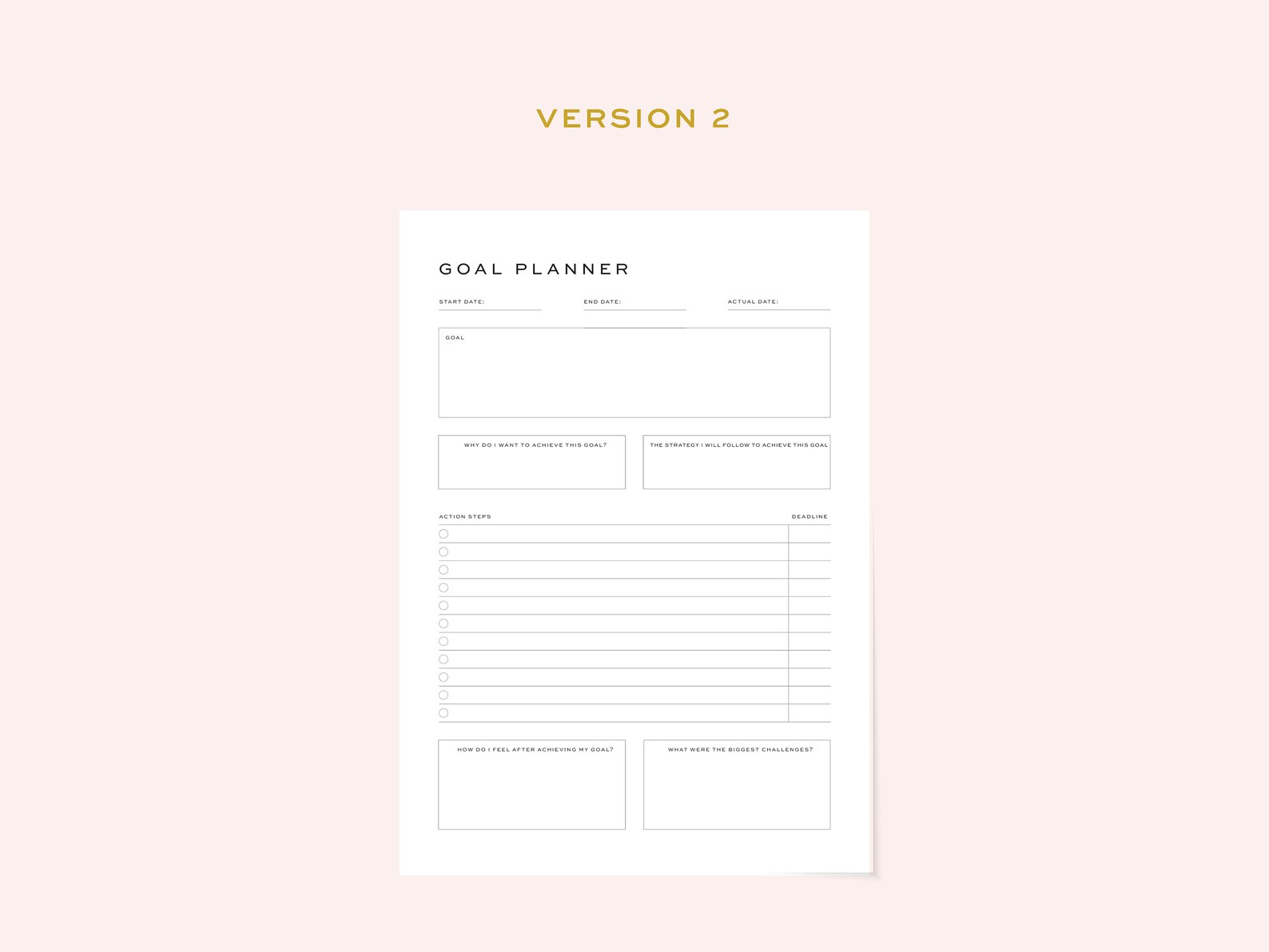 Printable Goal Planner, Fillable | Personal Goal Planner - 2 Layouts ...