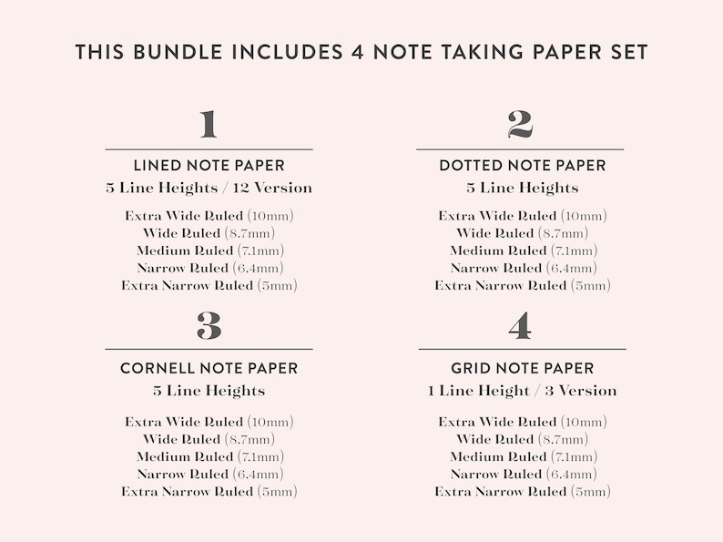 Printable Note Taking Bundle Ruled / Lined Paper Cornell - Etsy